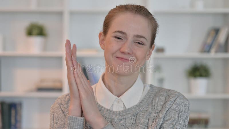 Portrait of Appreciative Woman Clapping Stock Photo - Image of ...