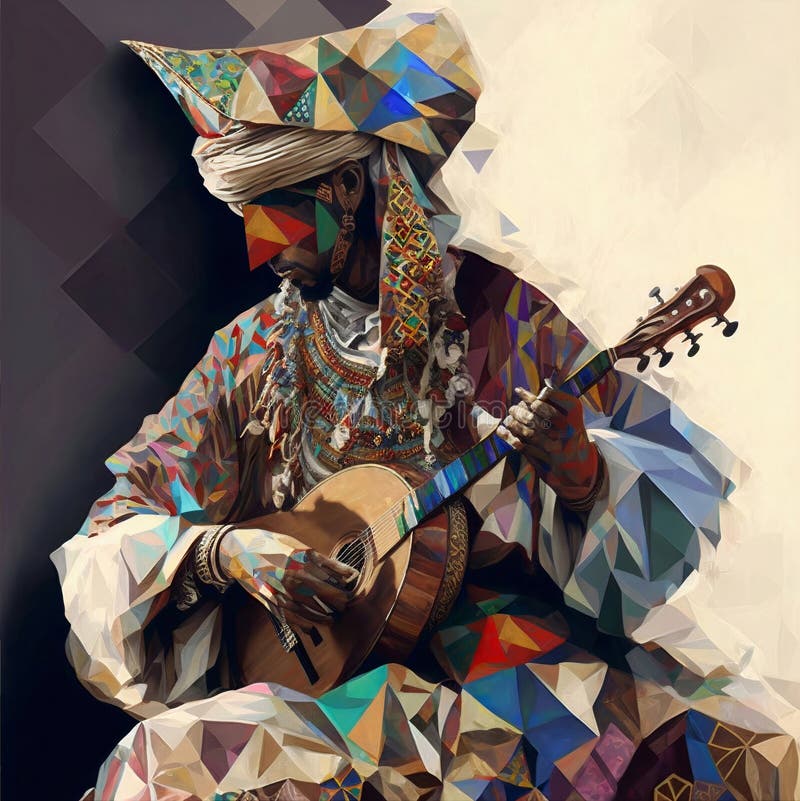 Portrait of an Arab Player on an Old Stringed Instrument, in a Cubist ...