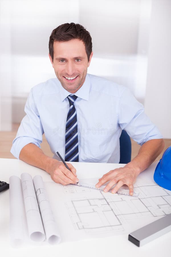 Portrait of Architect stock photo. Image of hardhat, blueprint - 57199984