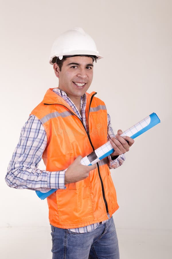 Portrait of Architect with Blueprints Stock Photo - Image of male ...
