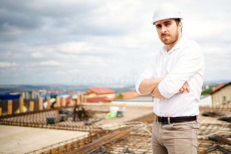 Portrait of Architect on Construction Site Stock Image - Image of ...