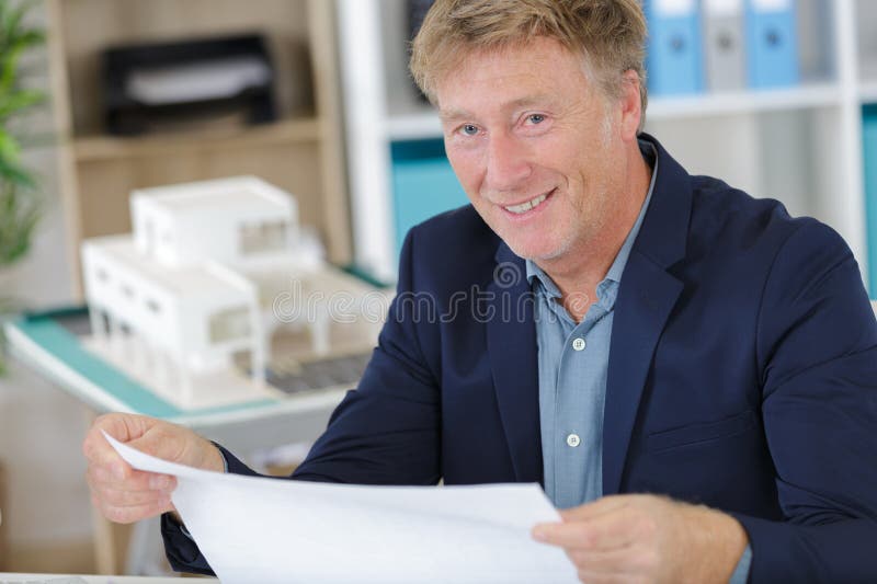 Portrait Architect Looking at Camera in Office Stock Photo - Image of ...