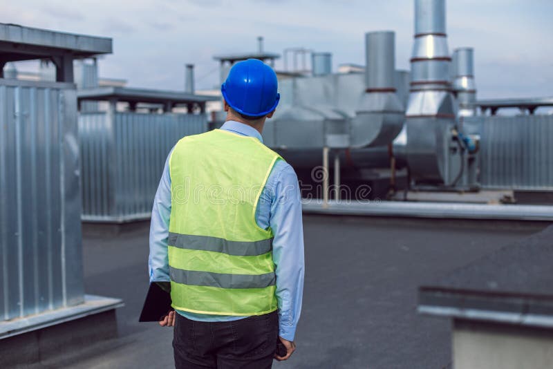 Portrait of an Architect Looking at the Finished Construction. Stock ...