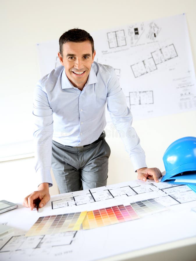 Portrait of Architect in Office Stock Image - Image of company, color ...