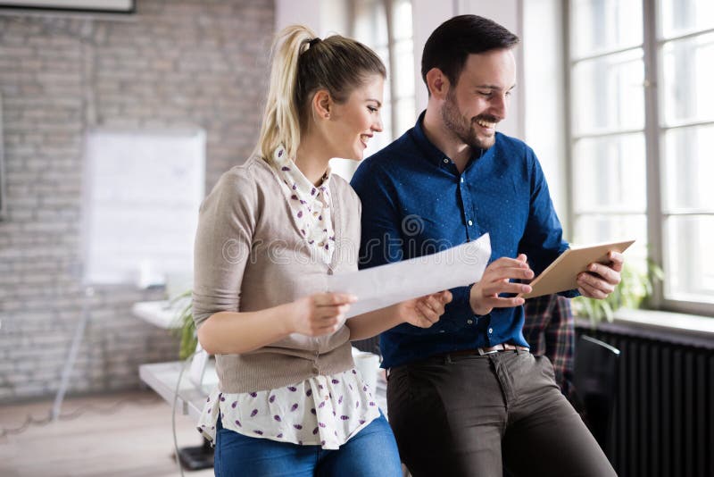 Portrait of Architects Having Discussion in Office Stock Image - Image ...