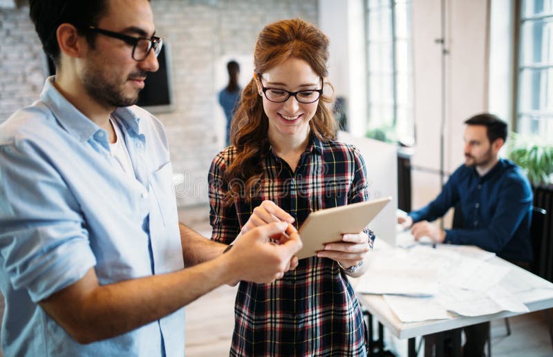 Portrait of Architects Having Discussion in Office Stock Photo - Image ...
