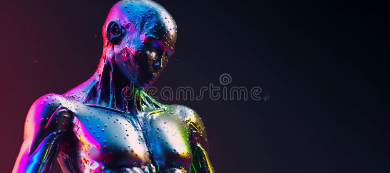 Portrait of Artificial Intelligence Avatar. Iridescent Synthetic ...
