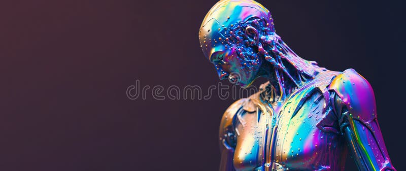 Portrait of Artificial Intelligence Avatar. Iridescent Synthetic ... Portrait of Artificial Intelligence Avatar. Iridescent Synthetic ...