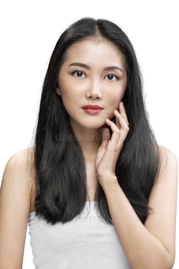 Portrait Of An Asian Beautiful Woman With Long Hair Stock Image Image