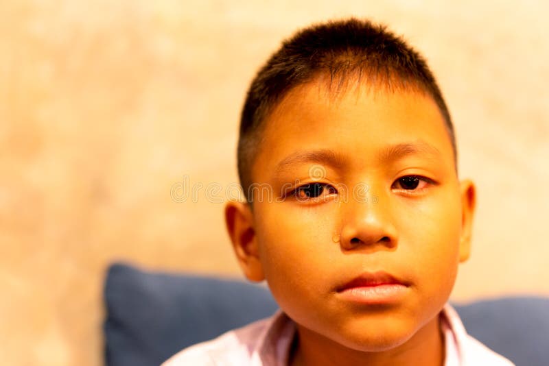 Portrait of Asian Boy Crying with Tear on His Face. Stock Photo - Image ...