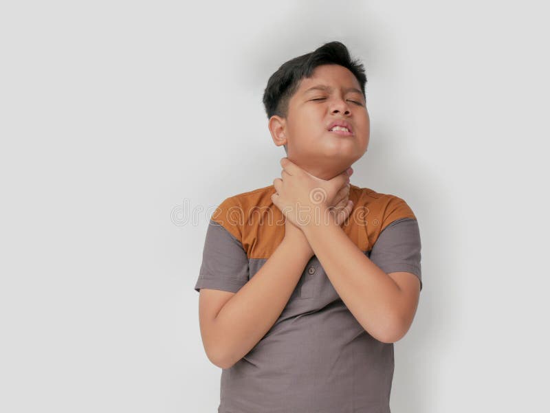 Portrait of Asian Boy with Sore Throat Expression Stock Photo - Image ...