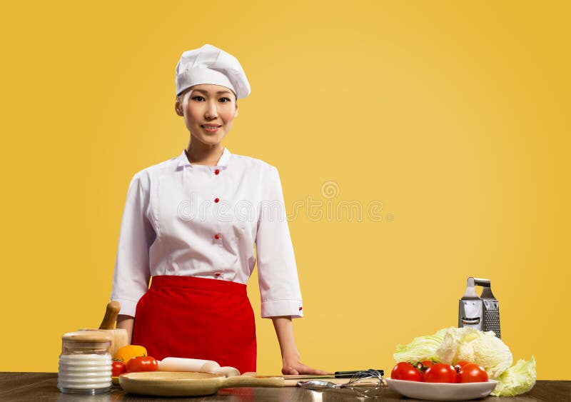 Portrait of asian cook stock photo. Image of blue, copyspace - 28911966
