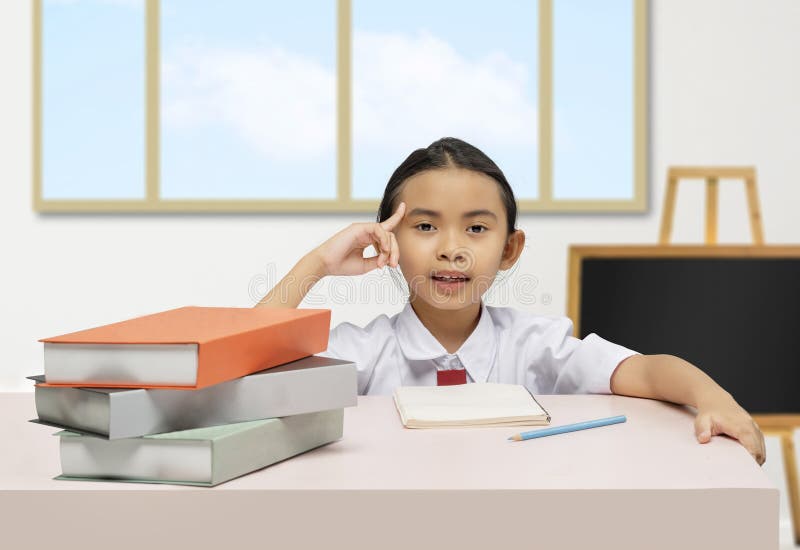 Portrait of an Asian Elementary School Student Girl in Uniform with a ...