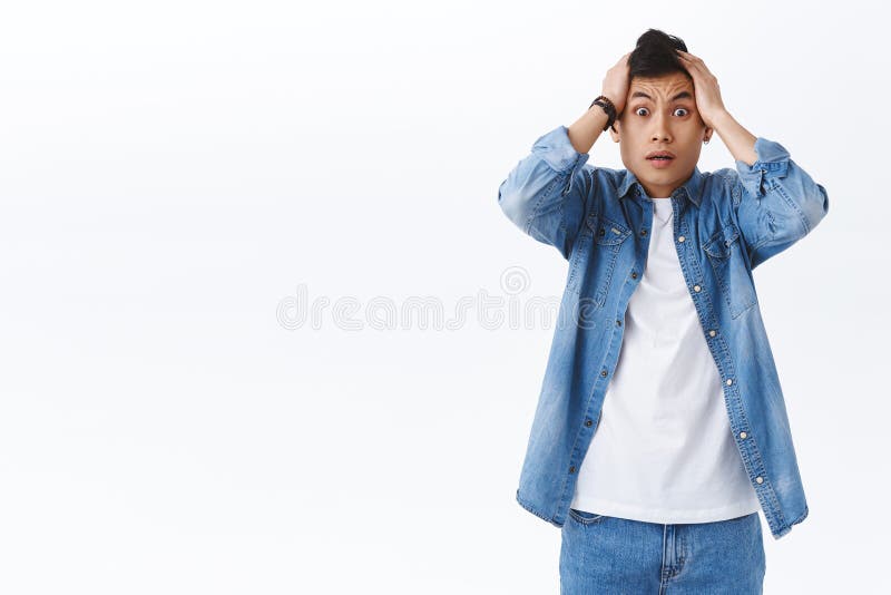 Portrait Of Asian Man In Panic, Have Big Problem, Dont Know What To Do ...