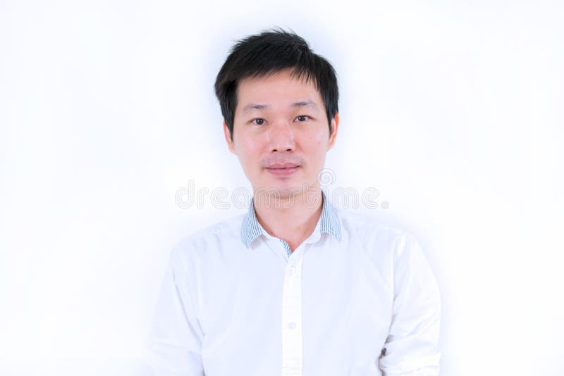 Portrait Asian Man on White Background Stock Photo - Image of ...