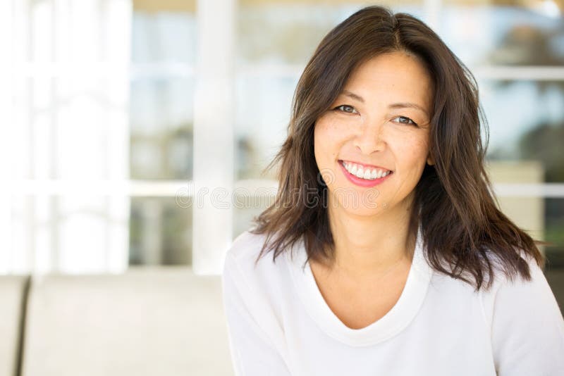 Portrait of an Asian Woman Smiling. Stock Photo - Image of women ...