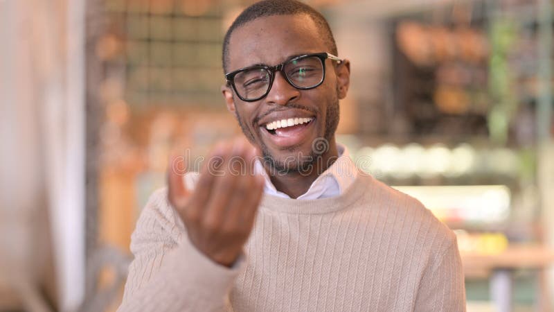 Portrait of Assertive African Man Inviting People Stock Image - Image ...