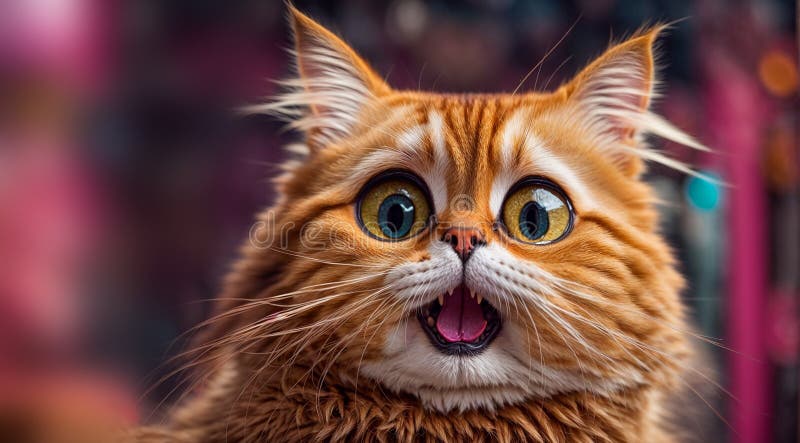 Portrait an Astonished Cute Cat Stock Illustration - Illustration of ...