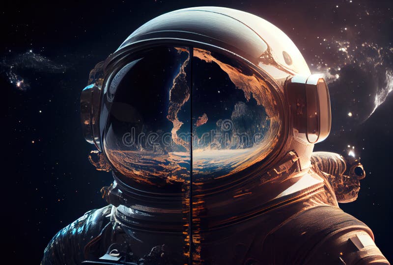 Portrait of Astronaut with Colorful Galaxy in the Outer Space Science ...