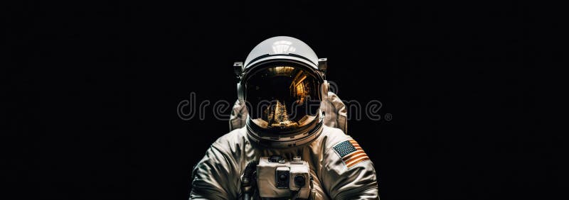 Portrait of Astronaut Floating in Space. Front View on Spacesuit ...