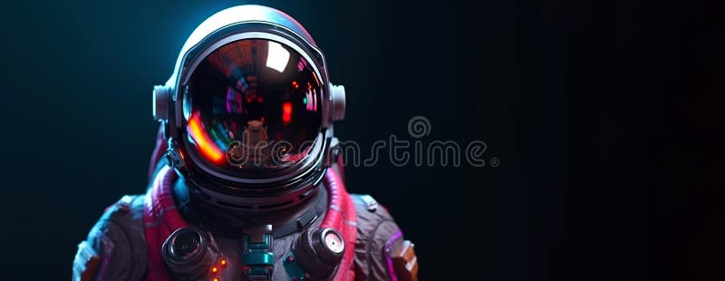 Portrait of Astronaut Floating in Space. Front View on Spacesuit ...