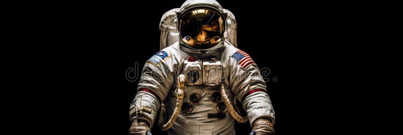 Portrait of Astronaut Floating in Space. Front View on Spacesuit ...