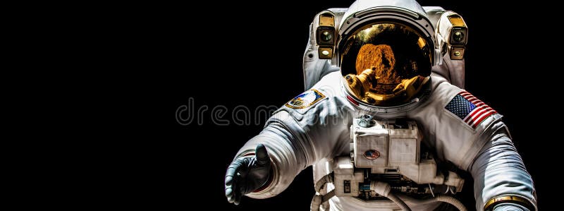 Portrait of Astronaut Floating in Space. Front View on Spacesuit ...