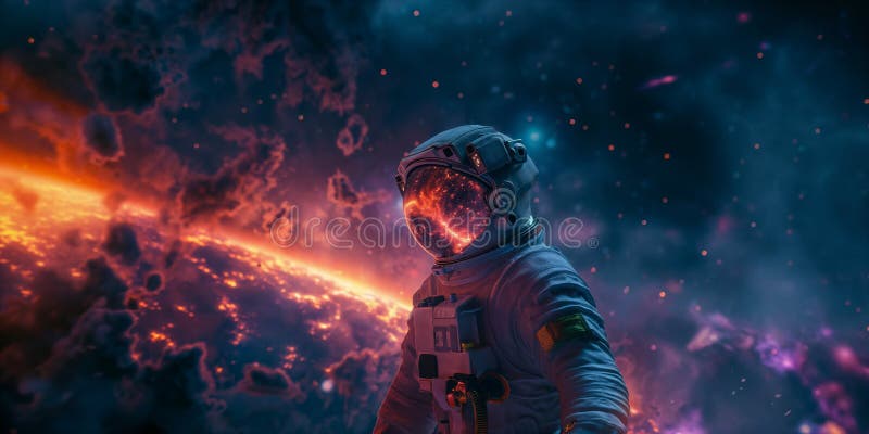 Portrait of an Astronaut. Mars Colonization or Settlement Concept ...