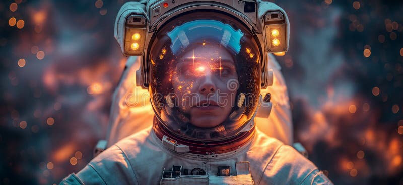 Portrait of an Astronaut. Mars Colonization or Settlement Concept ...
