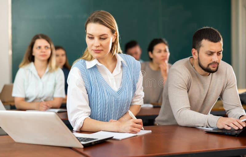 Portrait of Attentive Students on Training Session in Auditorium Stock ... Portrait of Attentive Students on Training Session in Auditorium Stock ...