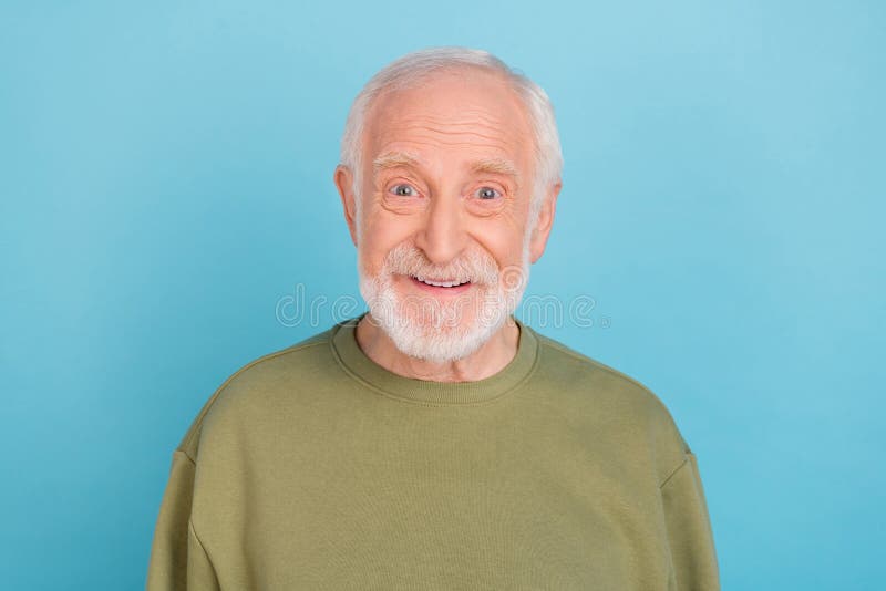 Portrait Of Attractive Cheerful Funny Amazed Grey Haired Man Good Mood