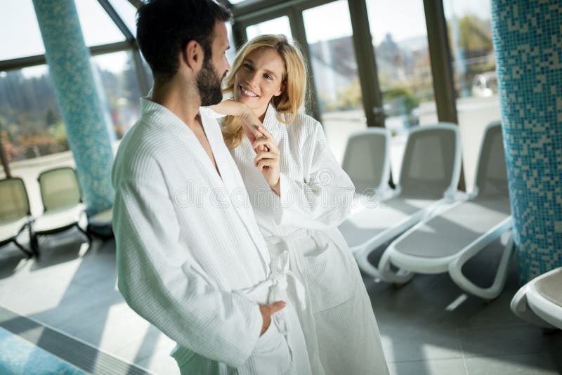 Portrait of Attractive Couple in Spa Center Stock Image - Image of ...