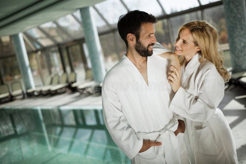 Portrait of Attractive Couple in Spa Center Stock Image - Image of ...