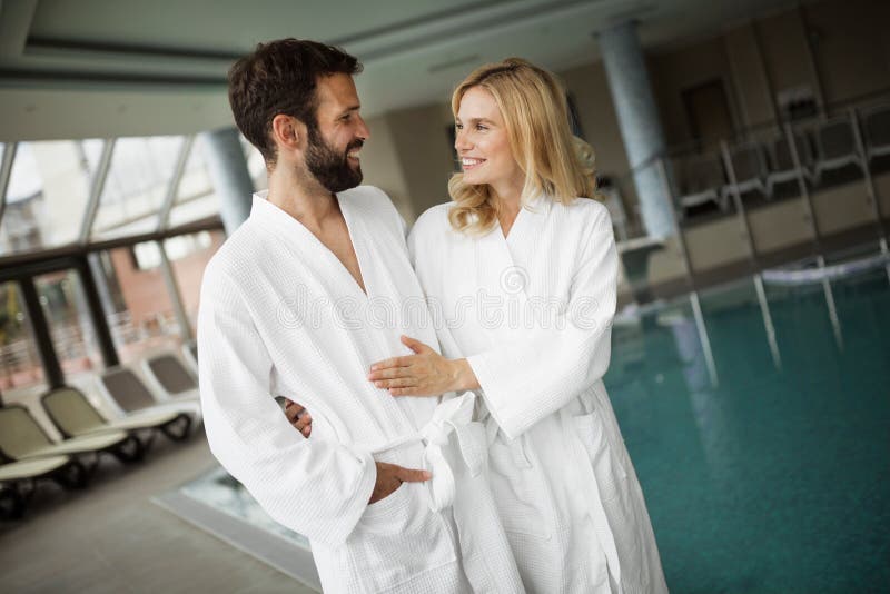Portrait of Attractive Couple in Spa Center Stock Image - Image of ...