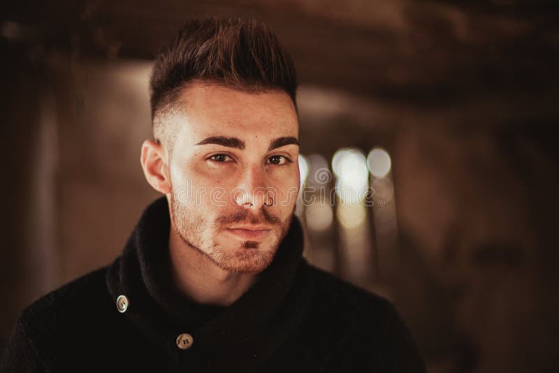 Portrait of Attractive Guy in a Old House Stock Image - Image of ...