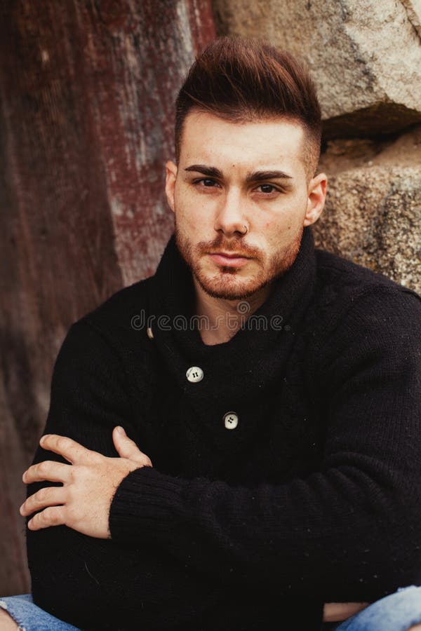 Portrait of Attractive Guy in a Old House Stock Photo - Image of ...