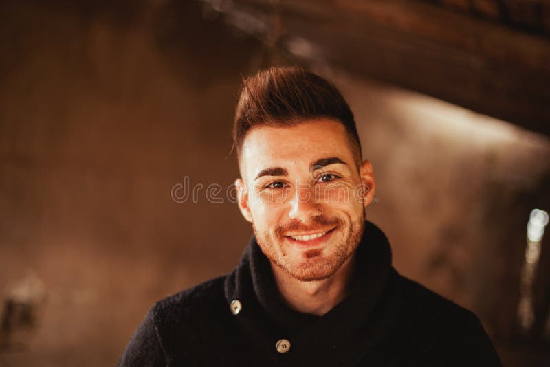 Portrait of Attractive Guy in a Old House Stock Photo - Image of ...
