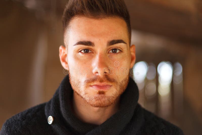 Portrait of attractive guy stock image. Image of house - 107079545