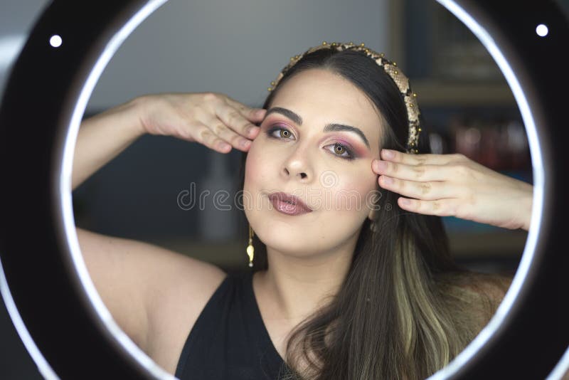 Portrait of an Attractive Hispanic Female in a Bright Makeup Stock ...