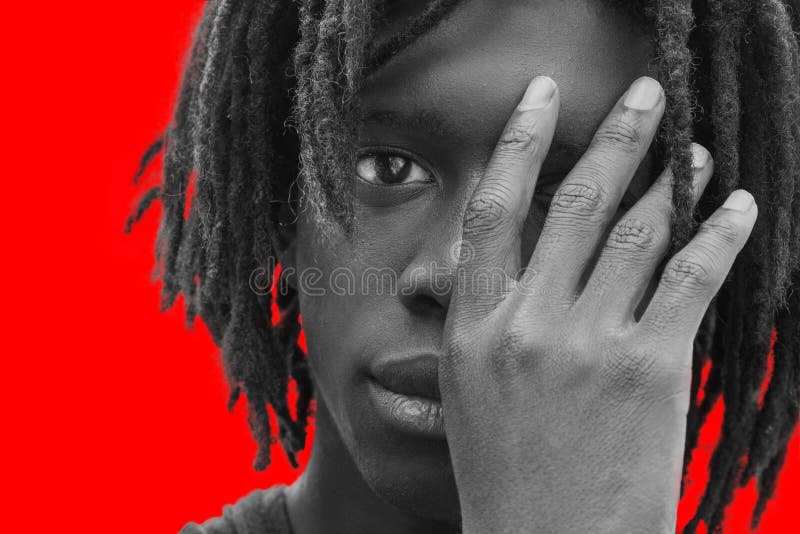 A Portrait on Red Background Stock Image - Image of face, manipulation ...