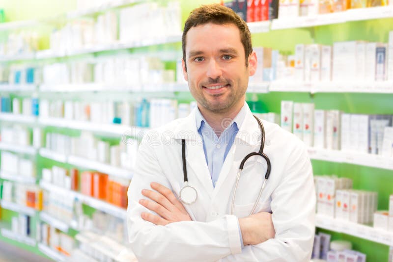 Portrait of an Attractive Pharmacist at Work Stock Photo - Image of ...