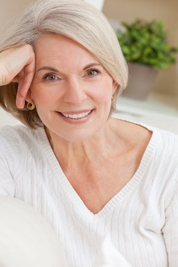 Happy Smiling Attractive Senior Woman Stock Image Image Of Elegant