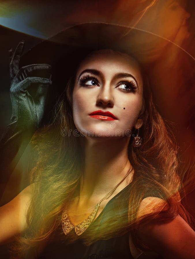Portrait of Attractive Witch for Halloween Stock Image - Image of ...