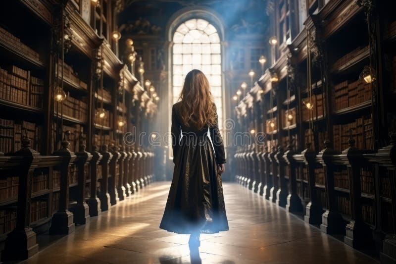 Portrait of Attractive Woman in Beautiful Public Library Stock Image ...