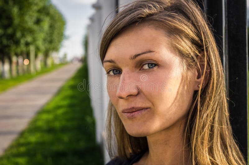 Portrait of an Attractive Woman with a Serious Look Stock Photo - Image ...
