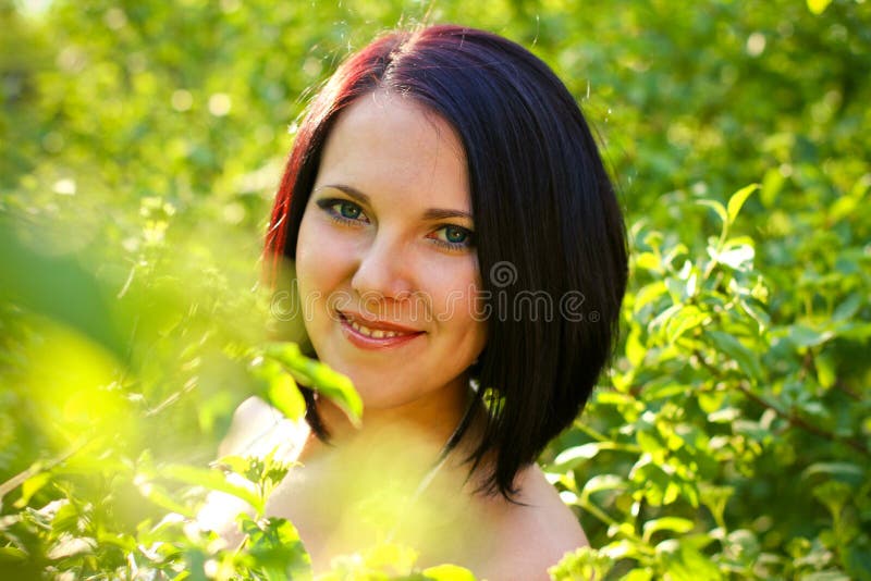 Portrait of Attractive Woman in a Summer Park Stock Photo - Image of ...
