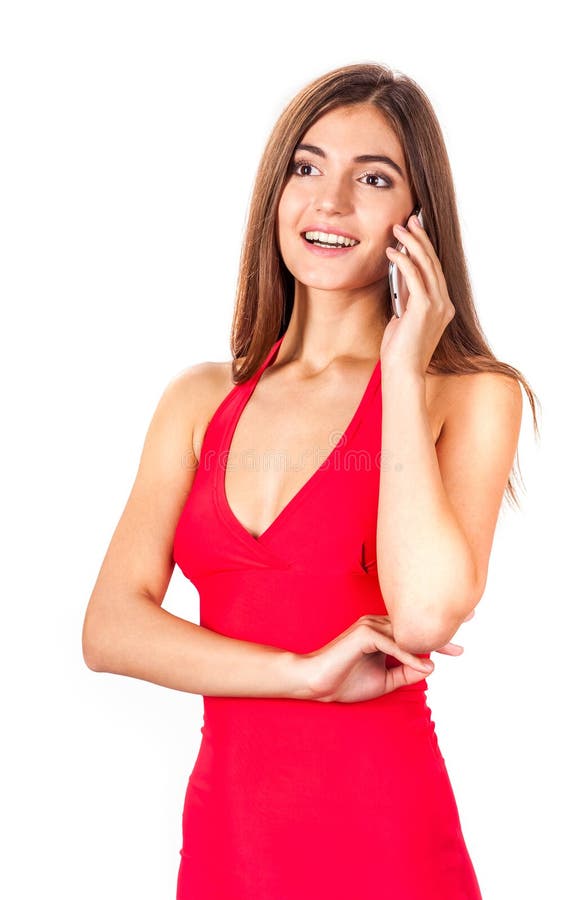 Portrait Of Attractive Young Woman Talking On The Mobile Phone I Stock