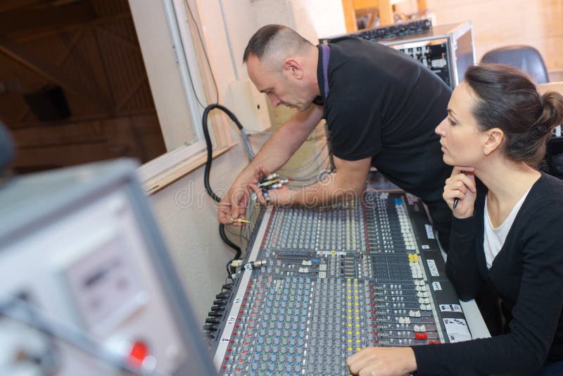 Portrait Audio Mixing Operators Stock Photo - Image of measurement ...
