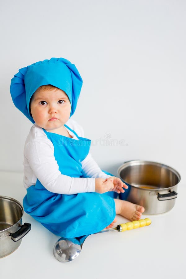Baby in chef hat stock image. Image of girl, portrait - 106726267