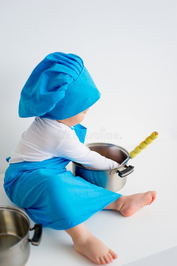 Baby in chef hat stock photo. Image of healthy, recipe - 106725962